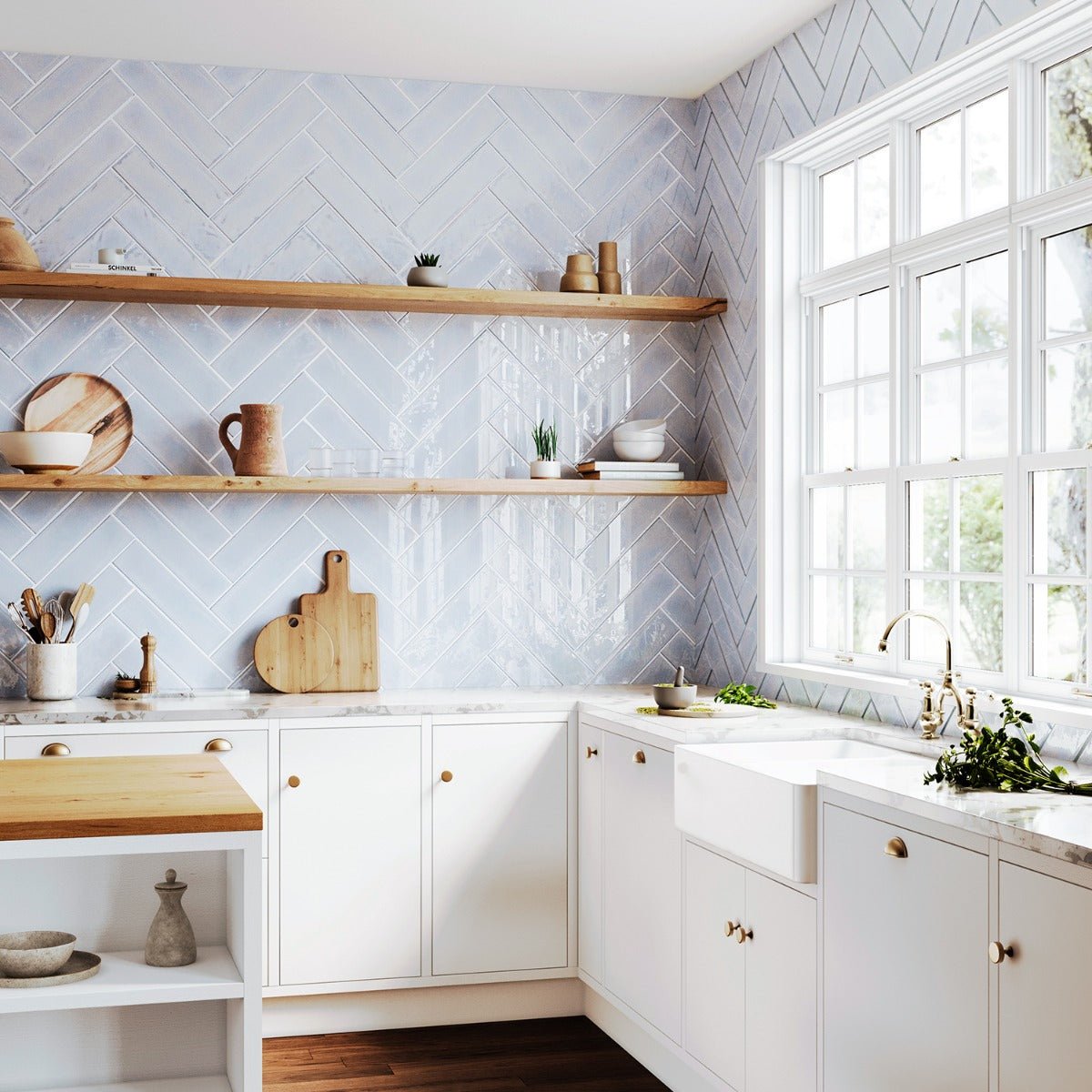 ArtBlock Azure Light Blue Glossy Porcelain Tile 4x16 by Stacy Garcia ...