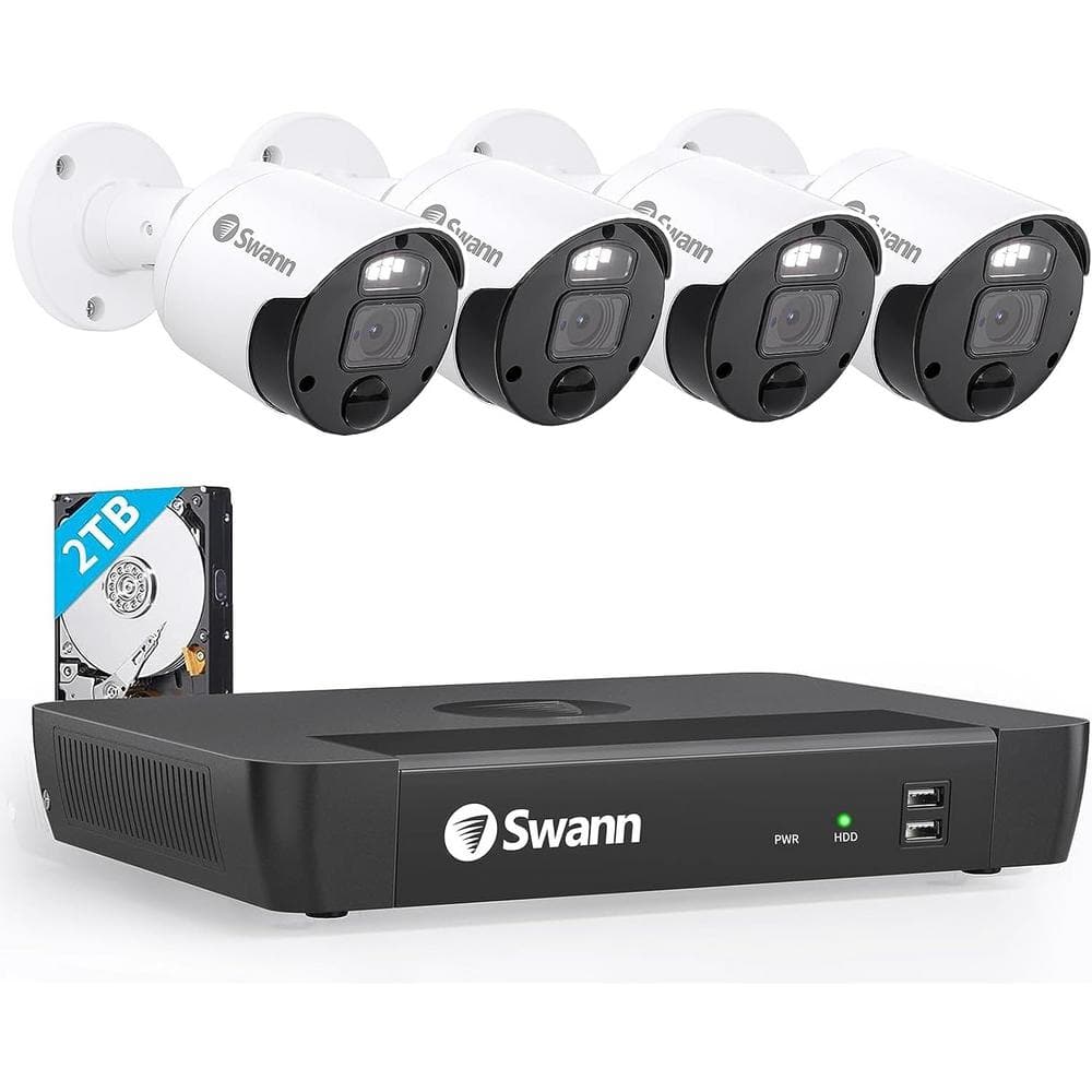 Swann Master NVR-8580 8-Channel 4K 2TB NVR Surveillance System with 4 ...