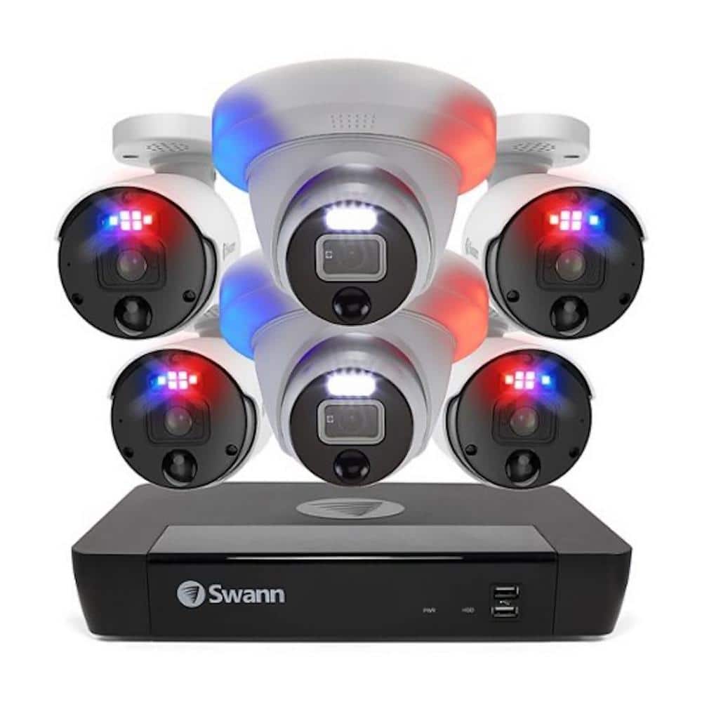 Swann 8-Channel 4K Upscale 2TB NVR Security Camera System with 4 Wired ...