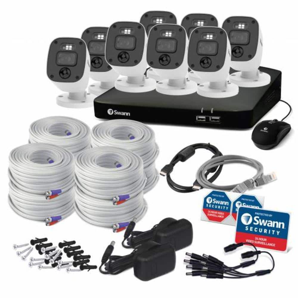 Swann 8-Channel 1080p 1TB DVR Surveillance Camera System with 8 Wired ...