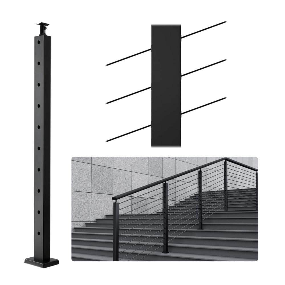VEVOR Cable Railing Post 36 in. L x 1 in. W x 2 in. H Steel 30° Angled ...