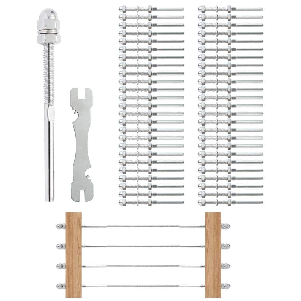VEVOR 51 Pack Cable Railing Swage Threaded Stud Tension End Fitting Te ...