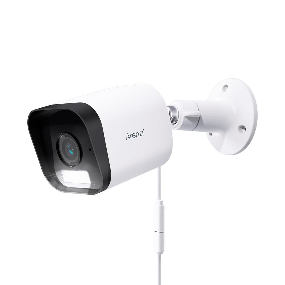 ARENTI 4MP Hardwired Wi-Fi Outdoor Security Camera with Spotlight/Sire ...