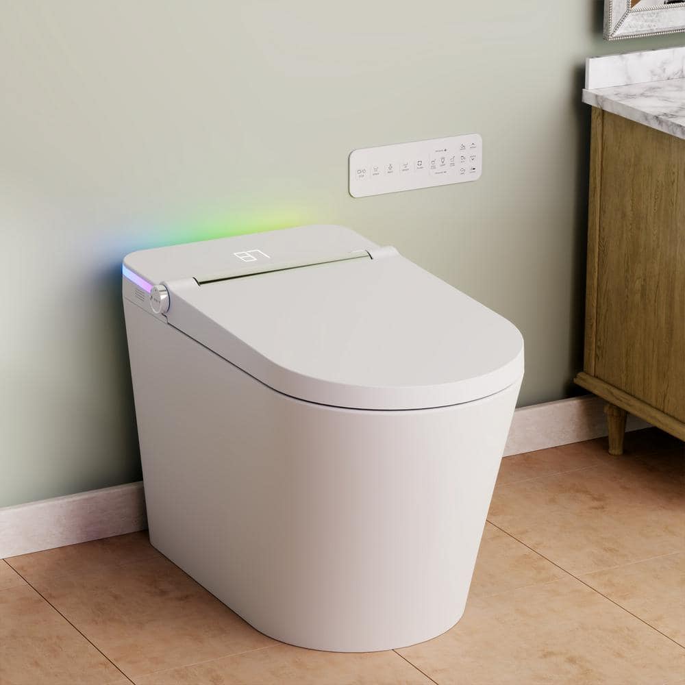 Relyblo Elongated Smart Bidet Toilet with Adjustable Sprayer, Built-In ...