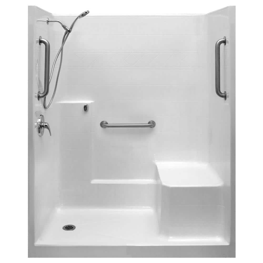 Classic-SA 36 in. x 60 in. x 77 in. 1-Piece Low Threshold Shower Stall ...