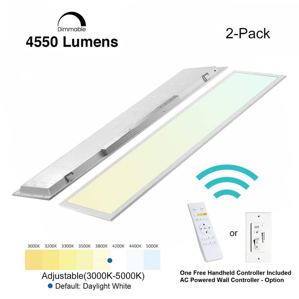 eSenLite 1 ft. x 4 ft. 400W Equivalent 4200LM White Dimmable Color CCT ...
