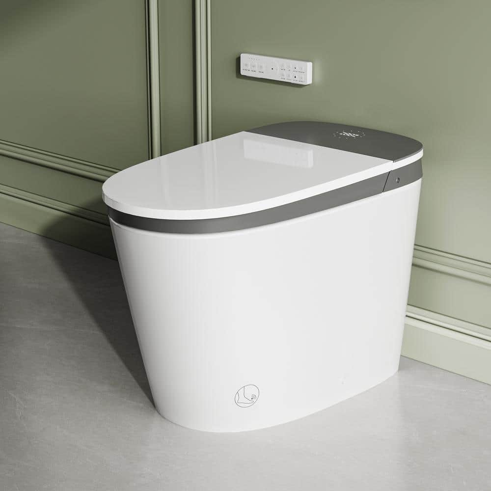 FORCLOVER 12-in-1 Dual Flush Smart Tank Elongated Toilet with Heated S ...