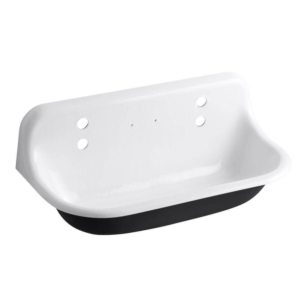 KOHLER Brockway 36 in. Wall Mount Cast Iron Utility Sink in White ...