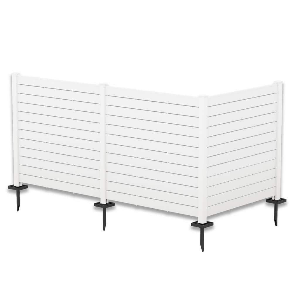 KOZYARD 4.17 ft. x 4 ft. White Outdoor Privacy Screens - 3 Panel Kit ...