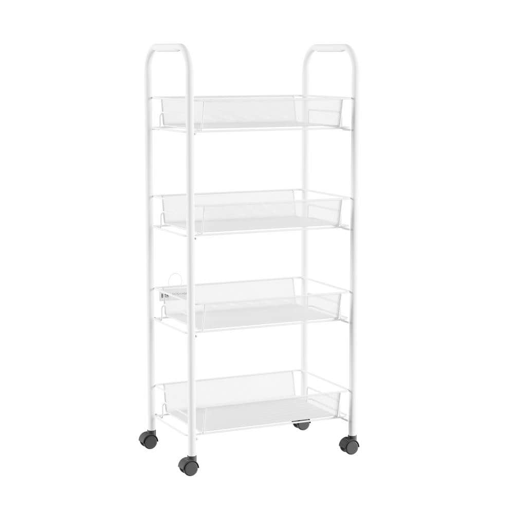 Lavish Home 4-Tier Metal Wheeled Narrow Storage Shelf Organizer Cart ...
