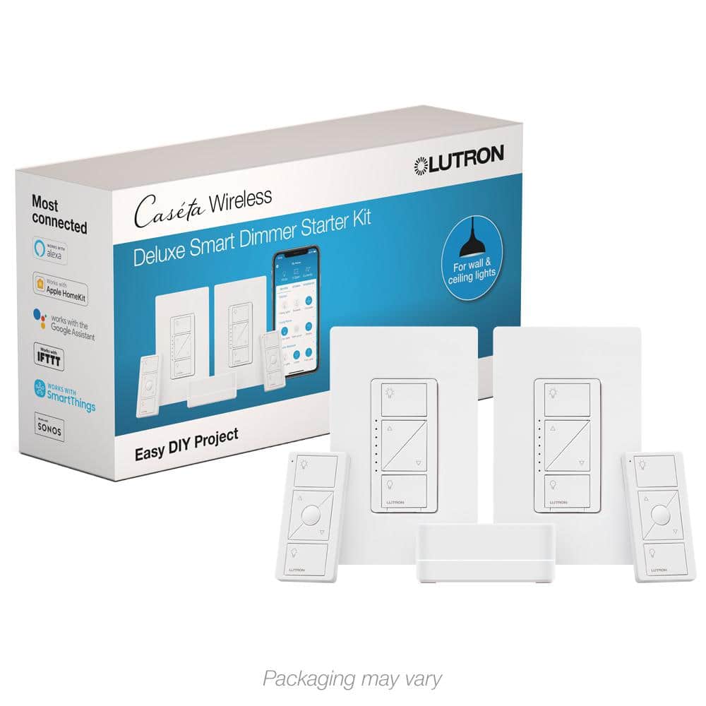 Lutron Caseta Smart Lighting Dimmer Switch (2 Count) Starter Kit with ...