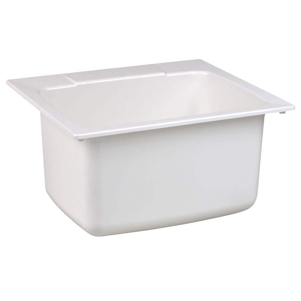 MUSTEE 22" x 25" Molded Fiberglass Drop-In Utility Sink in White ...