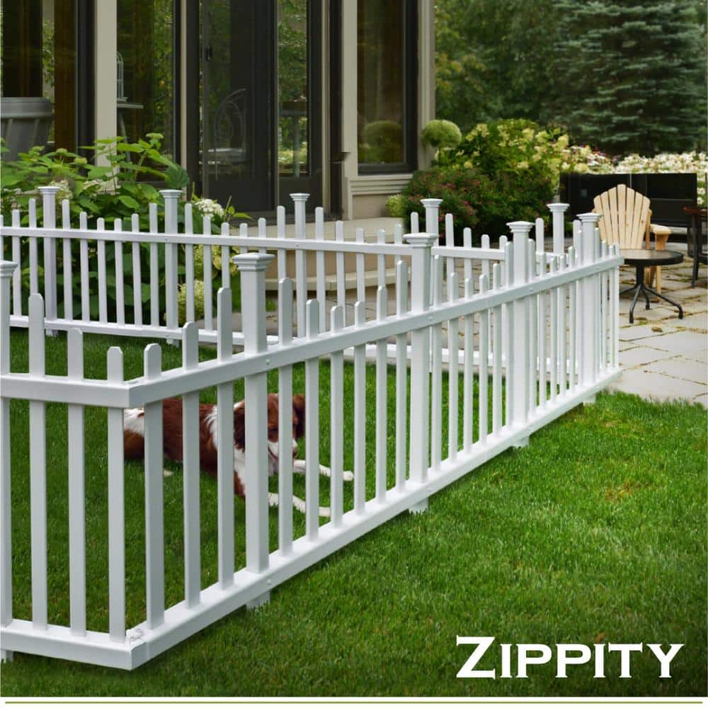 Zippity Outdoor Products Madison No-Dig Vinyl Garden Picket Fence Pane ...
