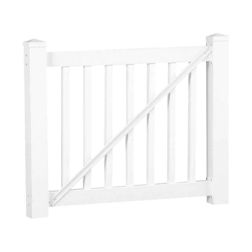 Weatherables Walton 3 ft. H x 5 ft. W White Vinyl Railing Gate Kit ...
