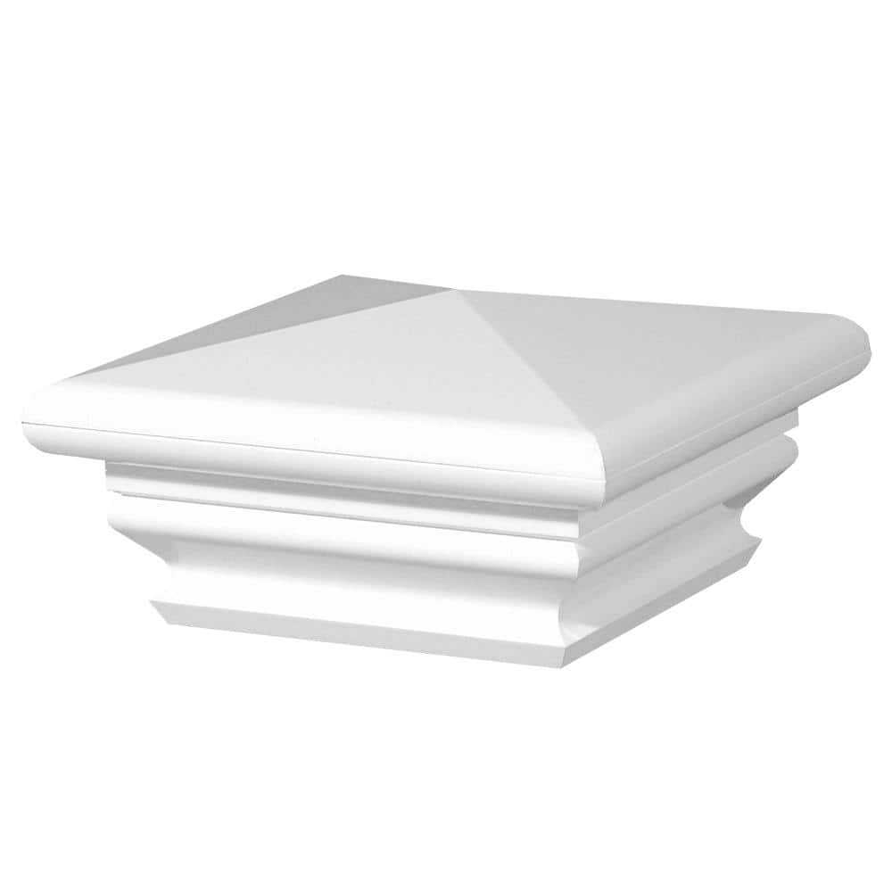 Weatherables 4 in. x 4 in. White Vinyl Federation Pyramid Post Cap ...