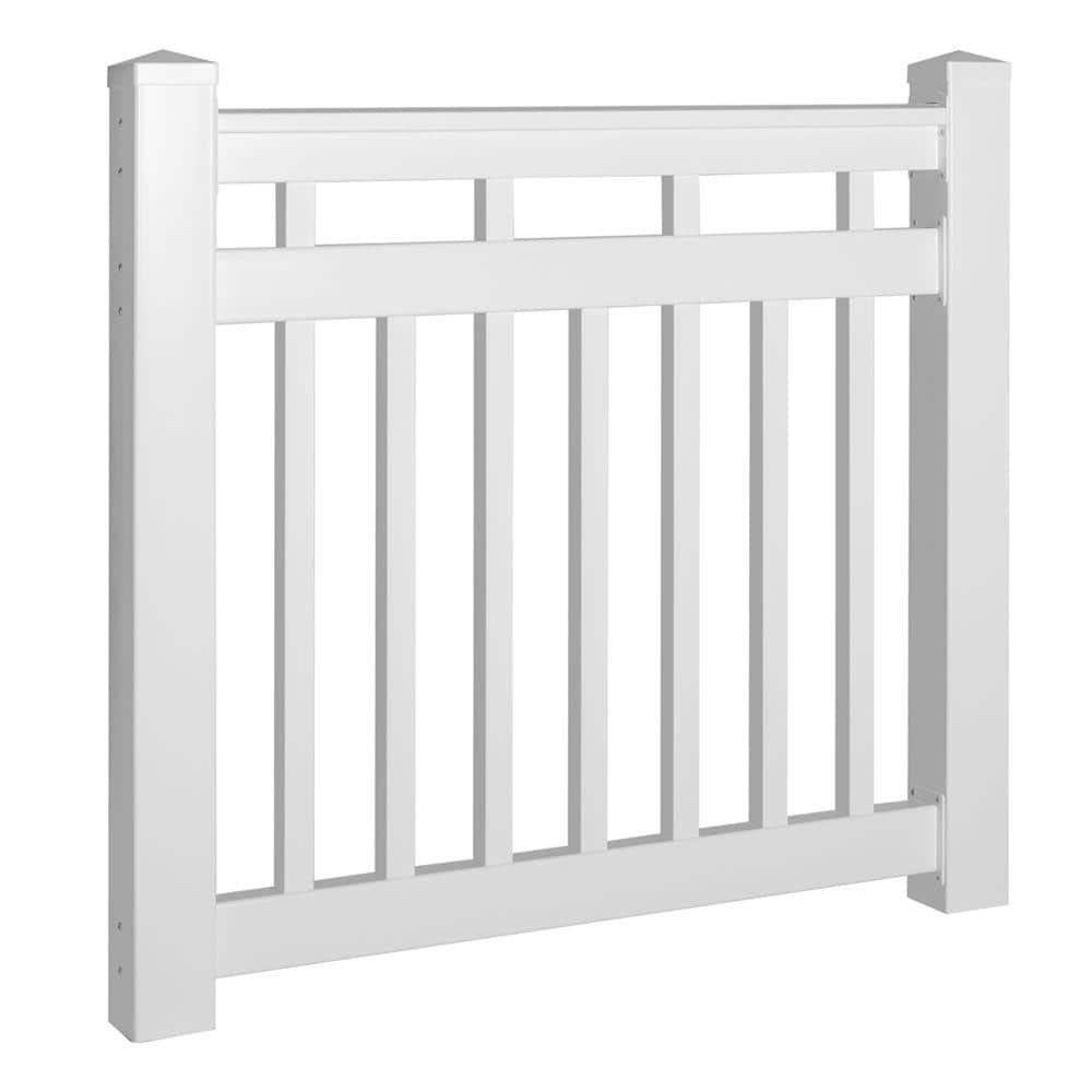 Weatherables Hallandale 3.5 ft. H x 5 ft. W White Vinyl Railing Gate K ...