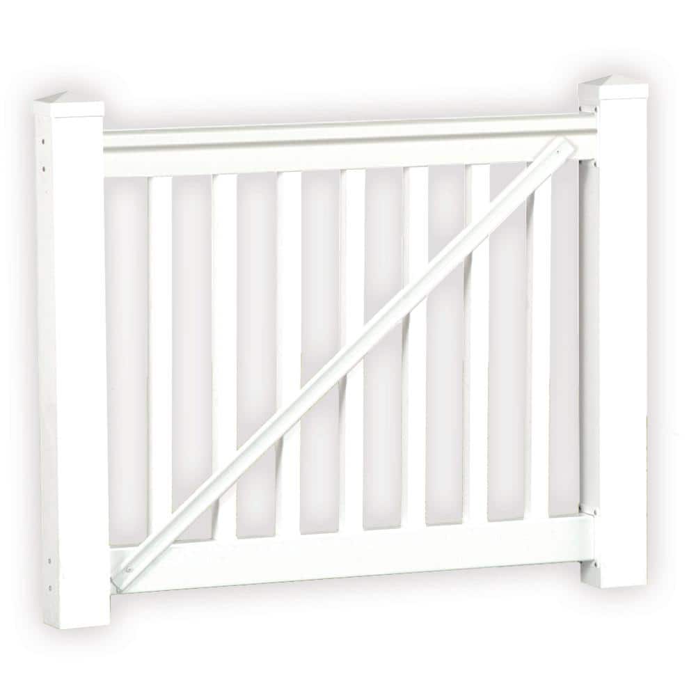 Weatherables Vanderbilt 3 ft. H x 5 ft. W White Vinyl Railing Gate Kit ...