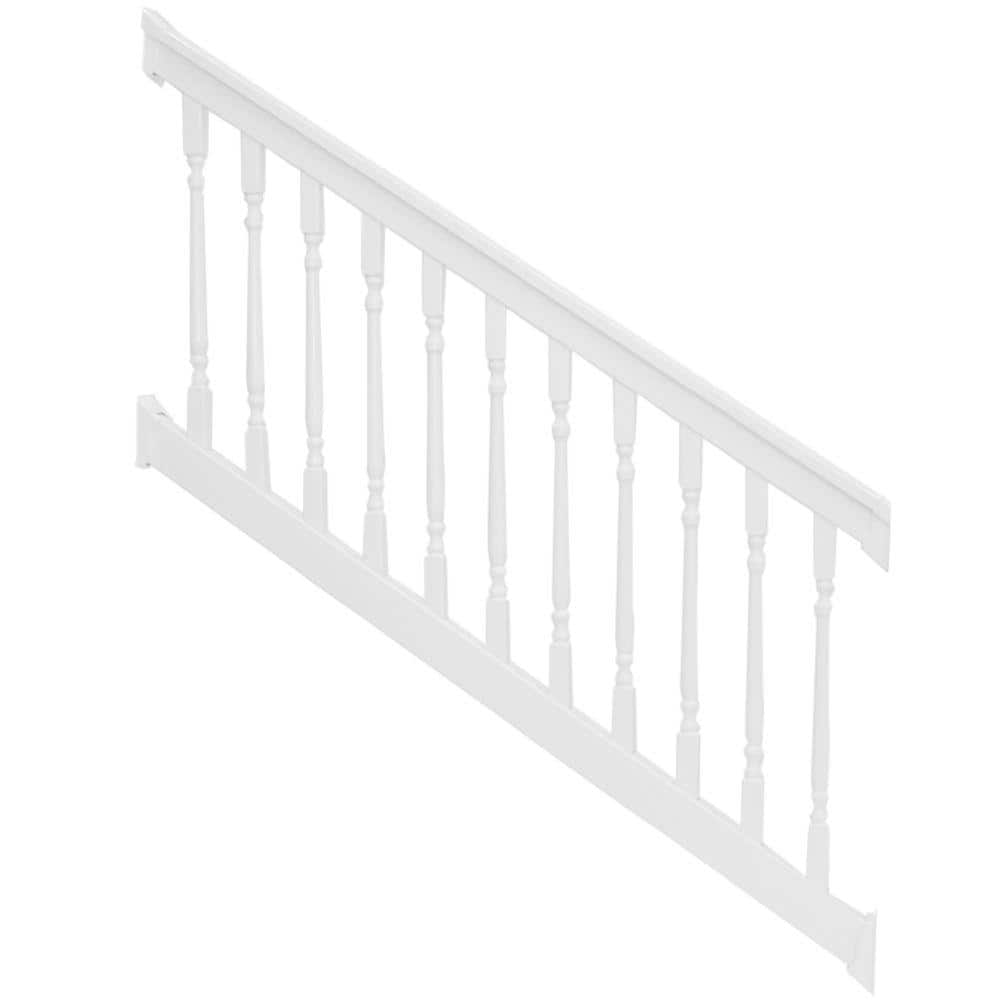 Weatherables Delray 3 ft. H x 8 ft. W White Vinyl Stair Railing Kit wi ...