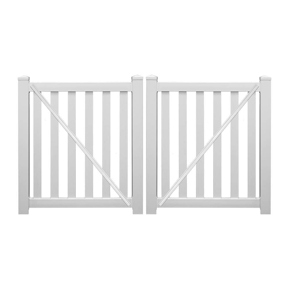 Weatherables Captiva 8 ft. x 4 ft. White Vinyl Pool Double Fence Gate ...