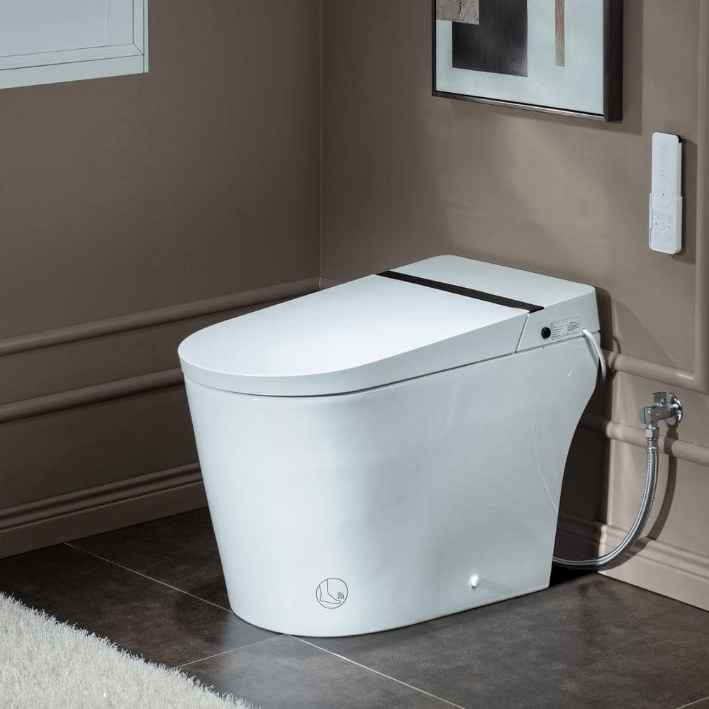 WOODBRIDGE Nutley Dual Flush Smart Bidet Toilet 1.28 GPF in White with ...