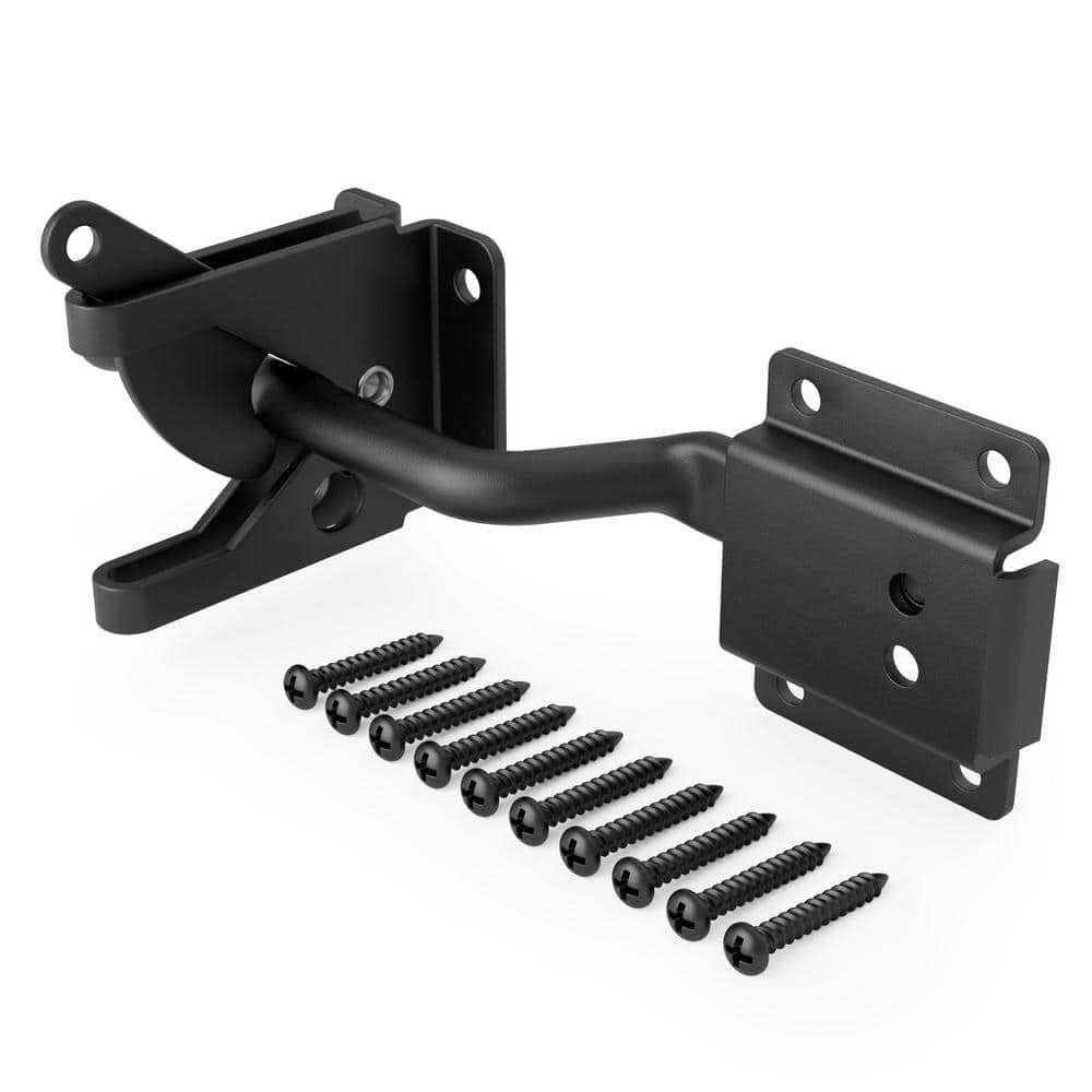 WINSOON 5.8 in. Black Iron Self-Adjusting Gate Latch with Screws ...