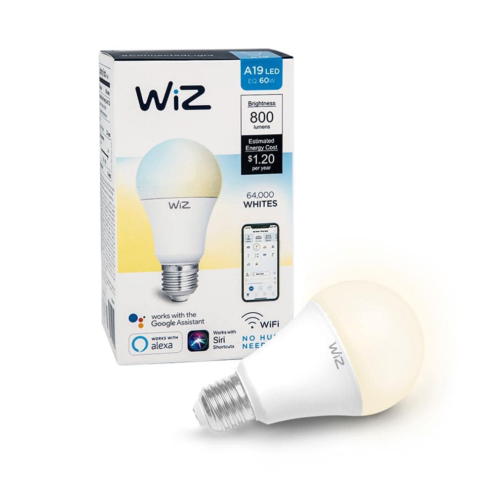 Philips WiZ Tunable White A19 LED 60-Watt Equivalent Dimmable Smart Wi ...