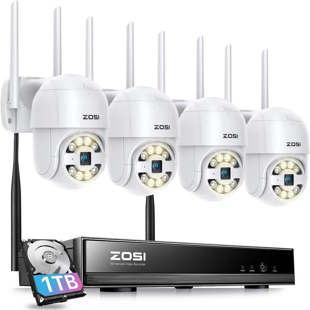 ZOSI 8 Channel 3MP 1TB Wi-Fi NVR Security Camera System with 4 Wireles ...