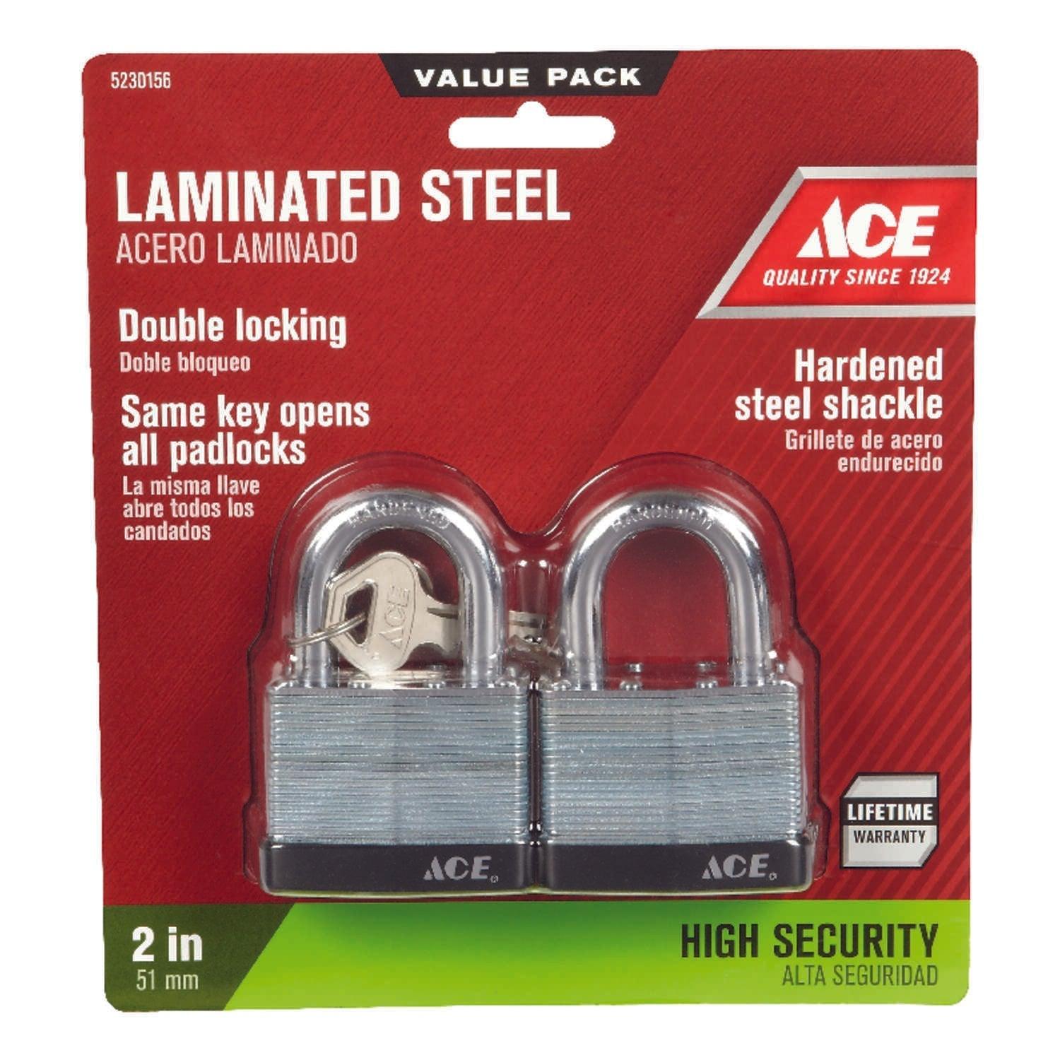 Ace 1-1/2 in. H X 2 in. W X 1-1/16 in. L Laminated Steel Double Lockin ...