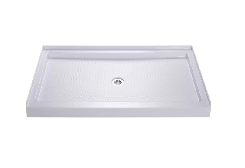 SlimLine 54 in. x 32 in. Single Threshold Shower Pan Base in White wit ...