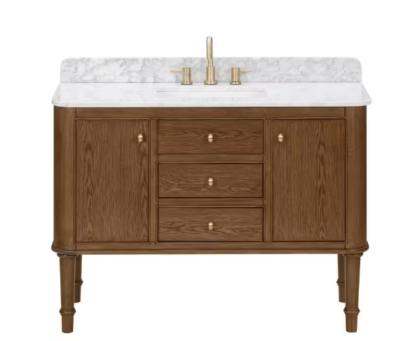 Collette 48 in W x 22 in D x 35 in H Single Sink Bath Vanity in Cinnam ...