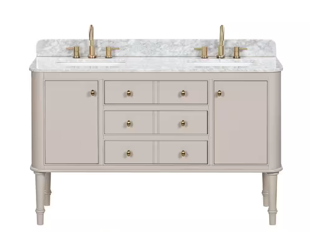 Collette 60 in W x 22 in D x 35 in H Double Sink Bath Vanity in Greige ...