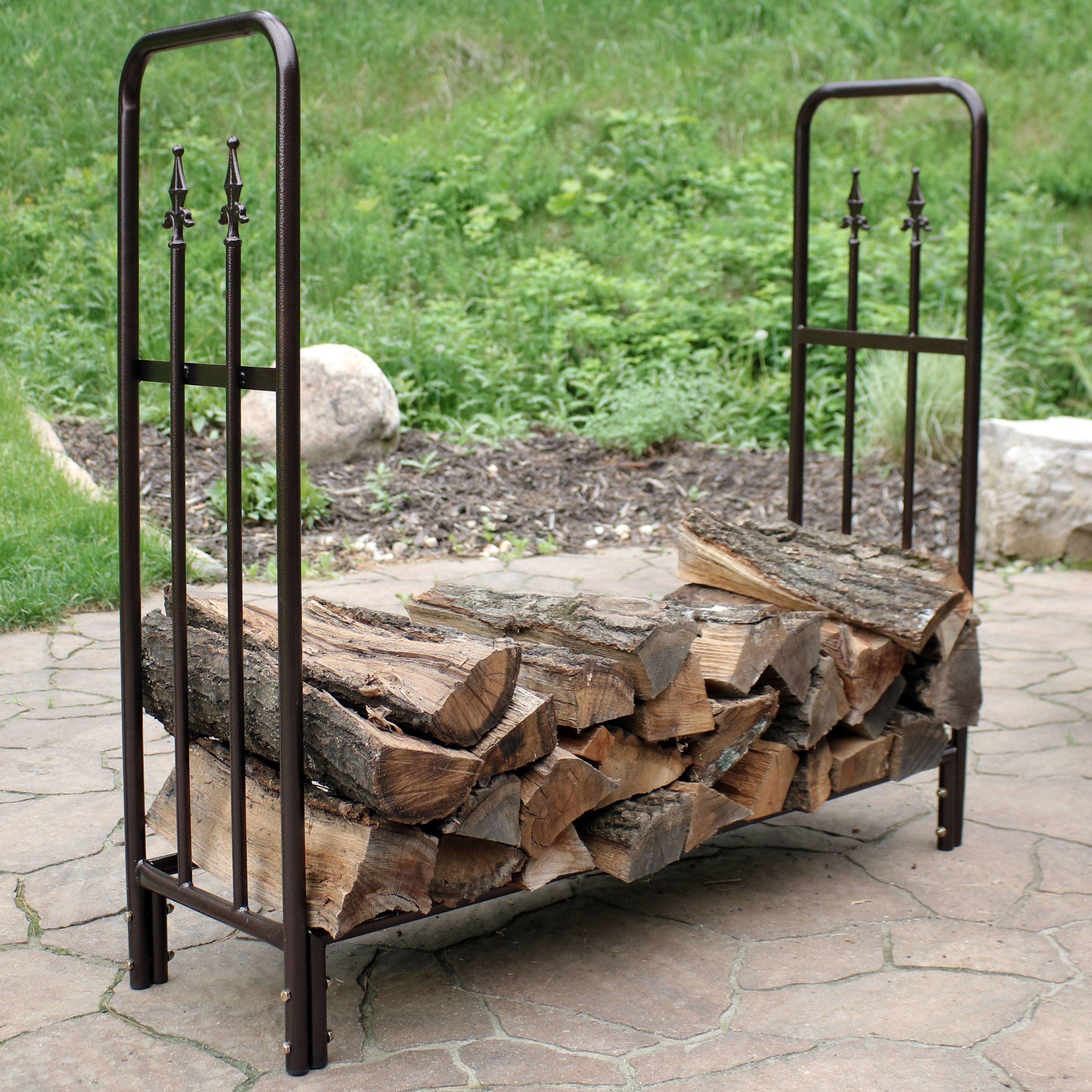 Sunnydaze Bronze Indoor-outdoor Decorative Firewood Storage Log Rack ...