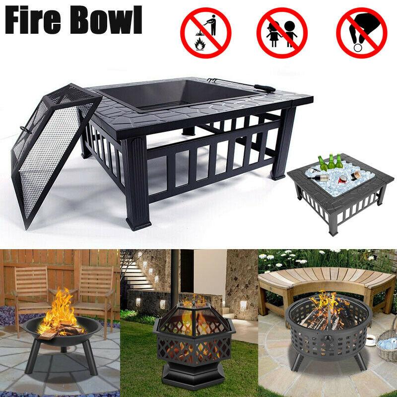 Hottest Outdoor Fire Pit, 32'' Square Metal Firepit Table,Wood Burning ...