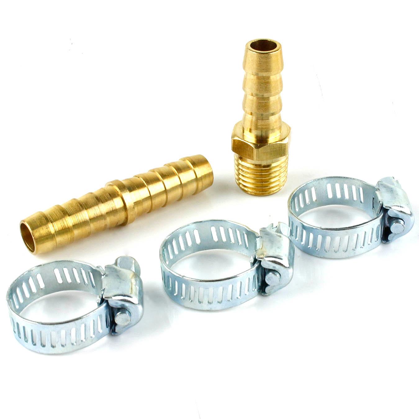 Workshop 5 Pc Air Hose Repair Kit 1/4" NPT Solid Brass Connectors w Ho ...