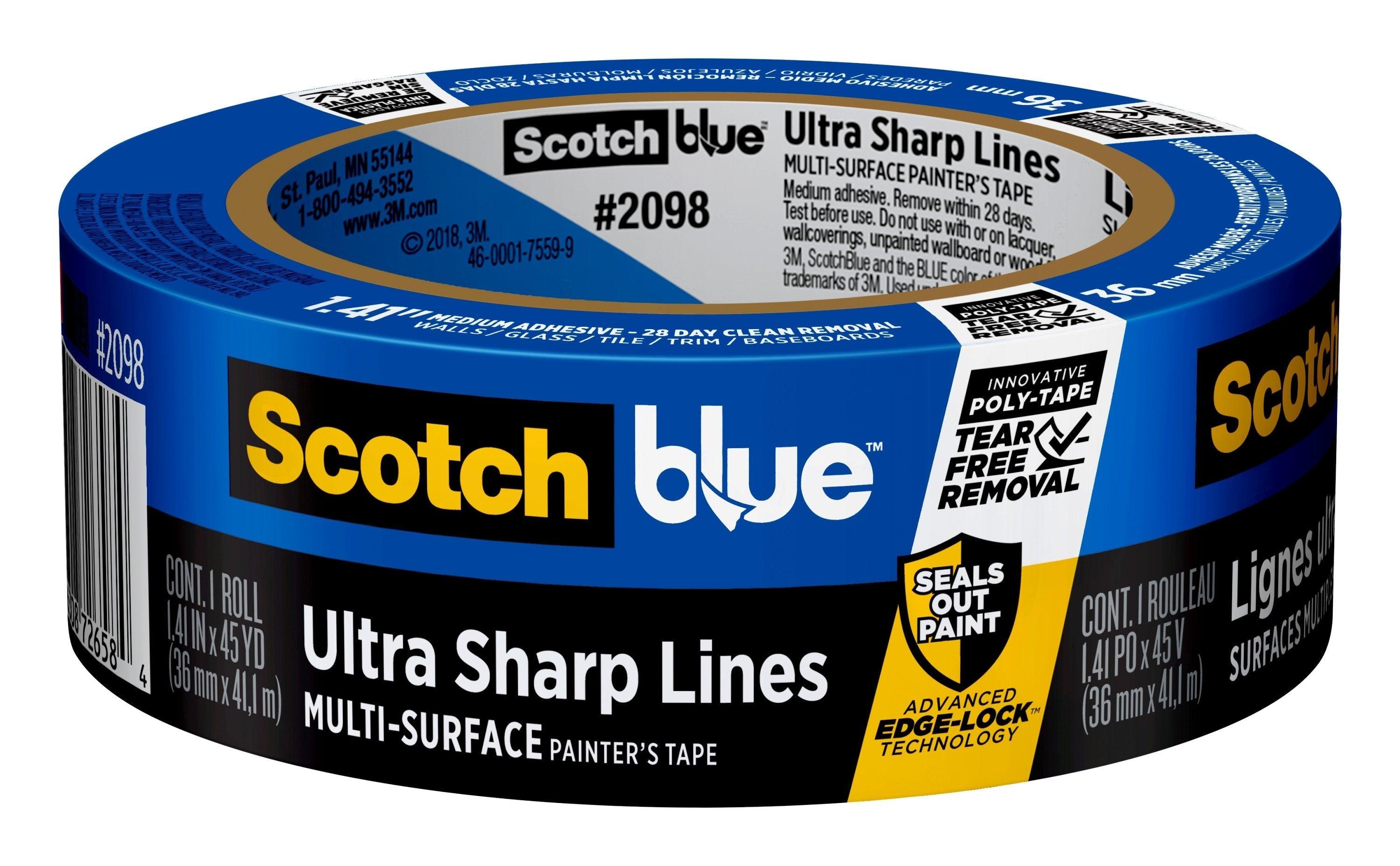 ScotchBlue Ultra Sharp Lines Painter's Tape, Blue, 1.41 in x 45 yd, 1 ...