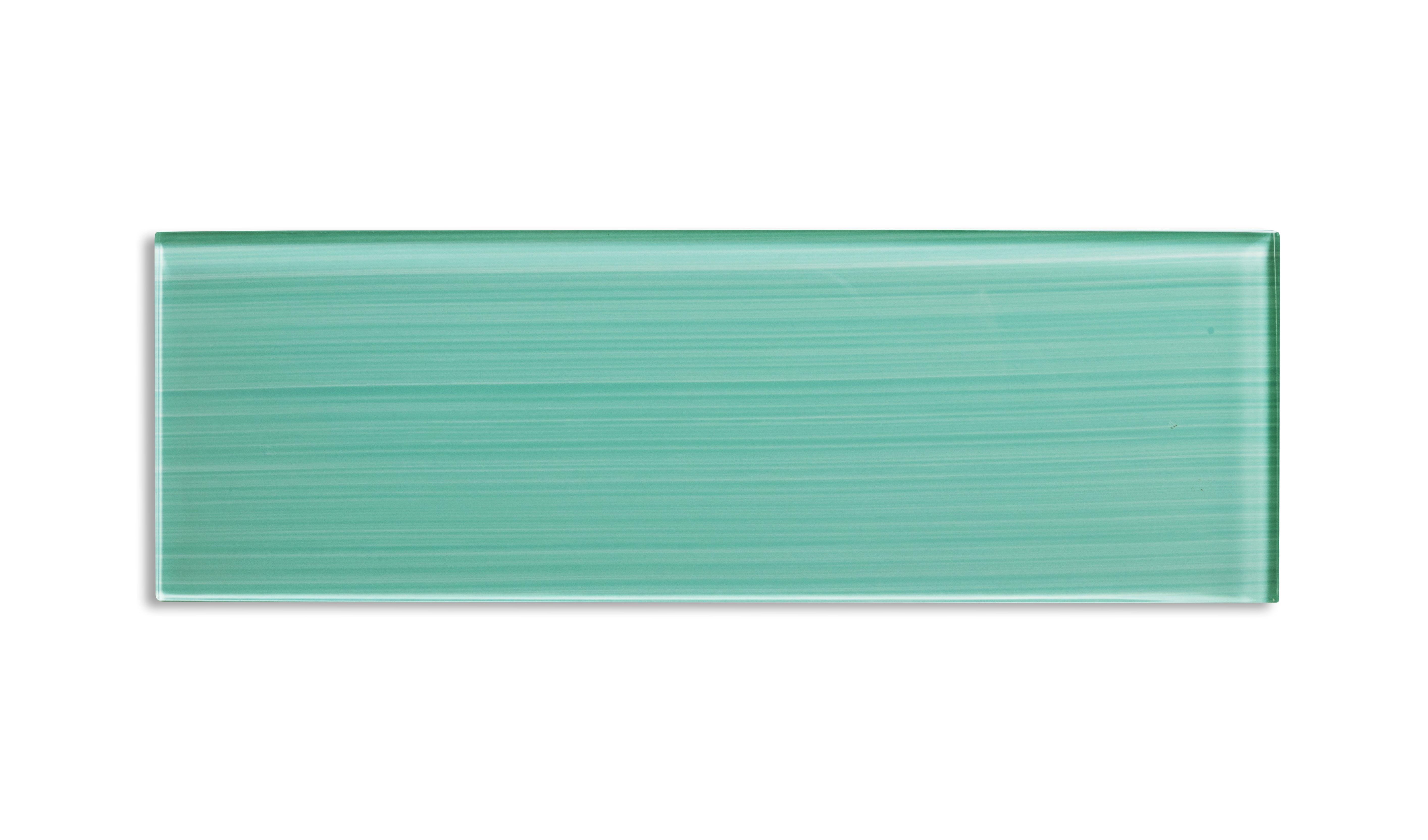 WS Tiles - Hand Painted Light Teal 4 in. x 12 in. Individual Glass Sub ...