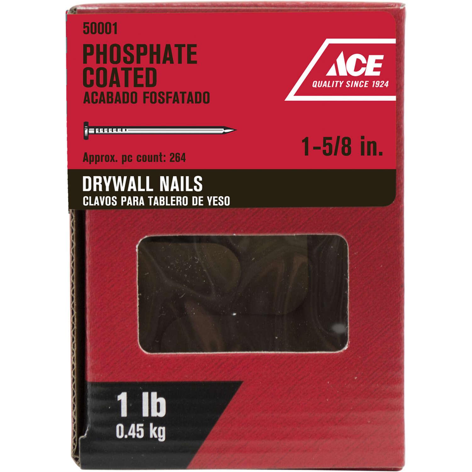 Ace 1-5/8 in. Drywall Phosphate-Coated Steel Nail Cupped Head 1 lb ...