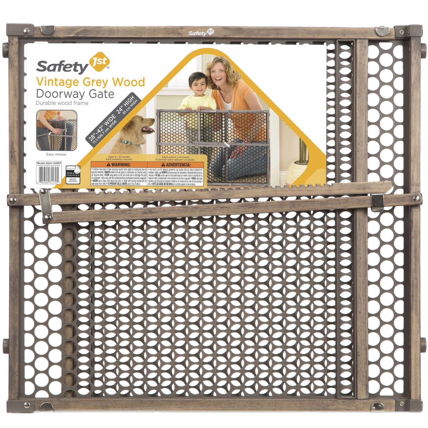 Safety 1st Gray 24 in. H X 28-42 in. W Wood Safety Gate – Super Arbor