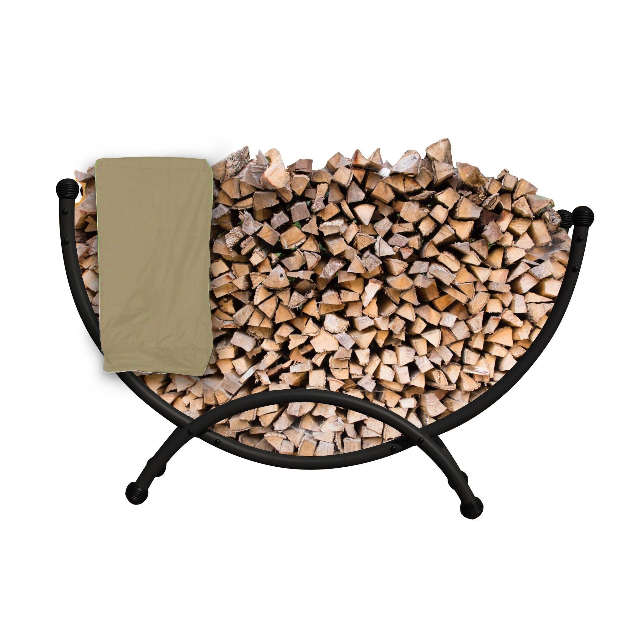 Island Retreat Deluxe Steel Firewood Storage - Half Circle Steel 5-ft ...