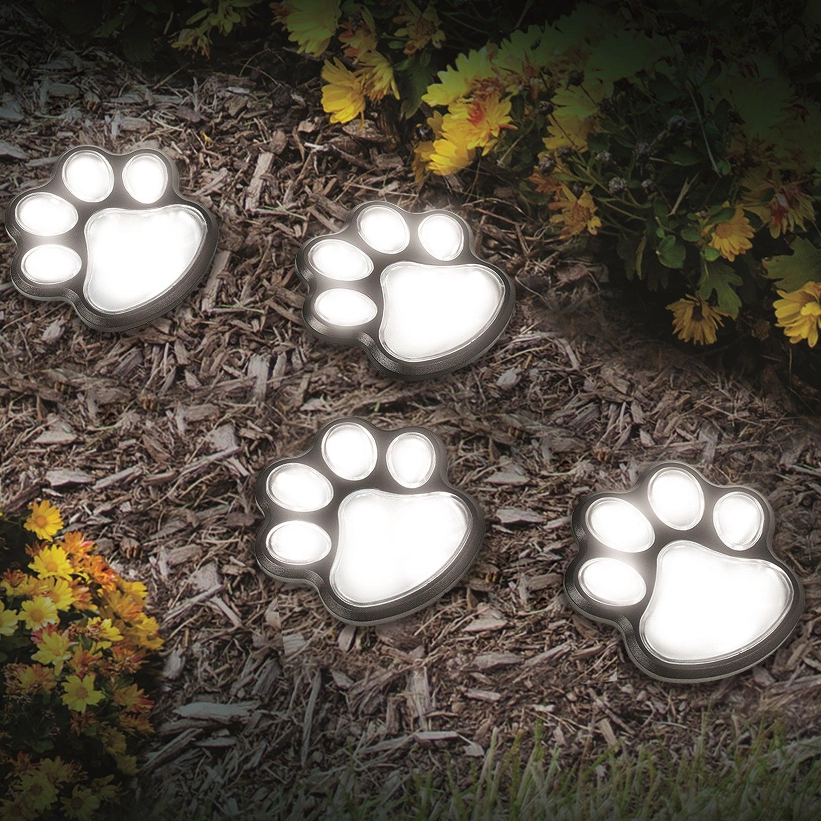 Ideawork's Set of 4 LED Pathway Paw Print Solar Lights – Super Arbor