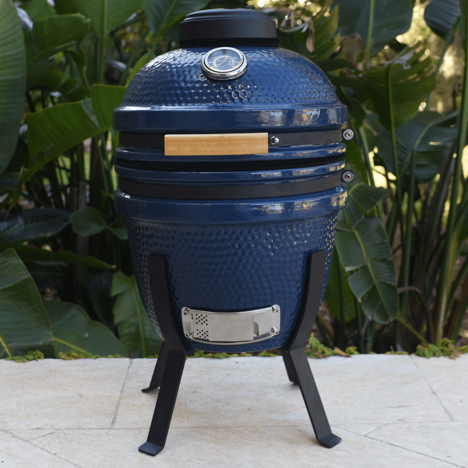 Lifesmart Deen Brothers Series 15" Blue Kamado Ceramic Grill Value Bun ...